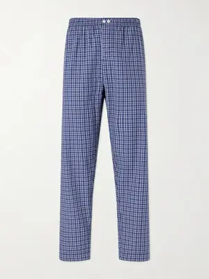 TEKLA Organic Cotton Poplin Pyjama Trousers - Blue