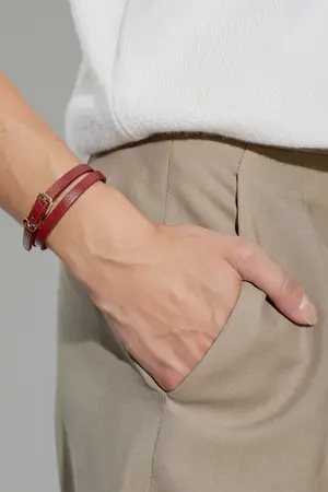 Valentino Garavani Double Wrap Leather Bracelet With Gold-tone Buckle