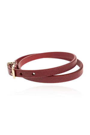 Valentino Garavani Double Wrap Leather Bracelet With Gold-tone Buckle