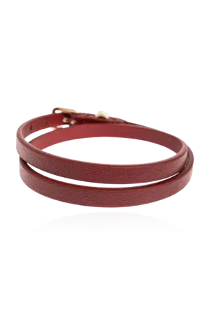 Valentino Garavani Double Wrap Leather Bracelet With Gold-tone Buckle