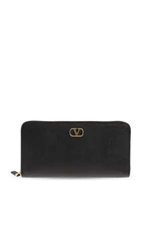 Valentino Garavani Leather Wallet With Logo - Black