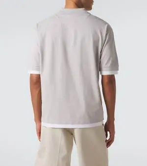 Prada Layered Cotton Pique Polo Shirt - Grey