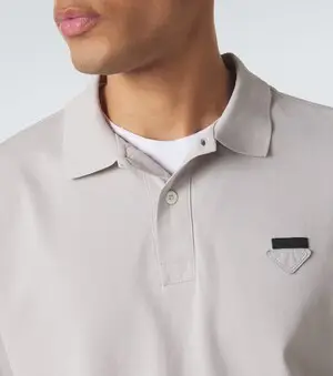 Prada Layered Cotton Pique Polo Shirt - Grey