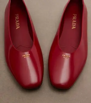 Prada Leather Ballet Flats With Square Toe