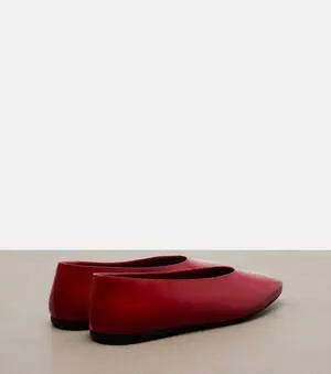 Prada Leather Ballet Flats With Square Toe