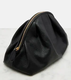 THE ROW Small Leather Clutch - Black
