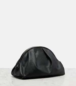THE ROW Small Leather Clutch - Black