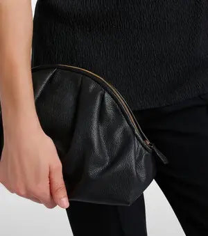 THE ROW Small Leather Clutch - Black