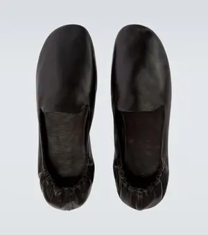 THE ROW Casa Leather Slip-on Shoes - Black