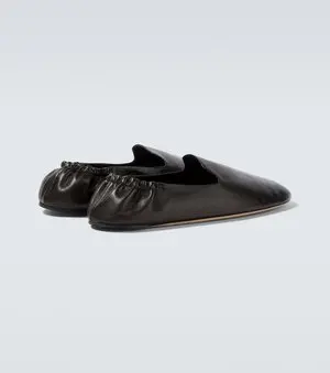 THE ROW Casa Leather Slip-on Shoes - Black
