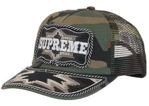 Supreme Western Embroidered Mesh Back 5-panel Cap - Woodland Camo