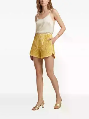 ORSINA Bandana Print Scalloped Edge Shorts