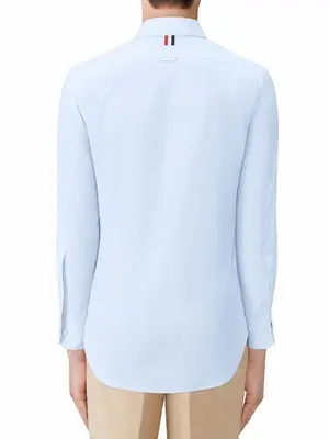 Thom Browne Logo Patch Long-sleeved Shirt - Light Blue
