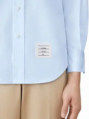 Thom Browne Logo Patch Long-sleeved Shirt - Light Blue
