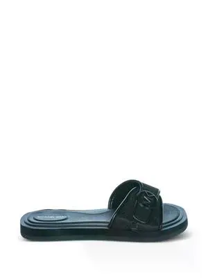 Michael Kors Glitter Logo Plaque Slides - Black