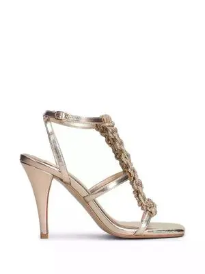 MARC ELLIS Crystal-embellished Metallic Sandals - Neutrals