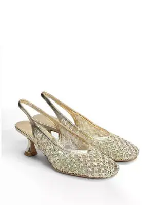 MARC ELLIS Woven Slingback Pumps - Neutrals