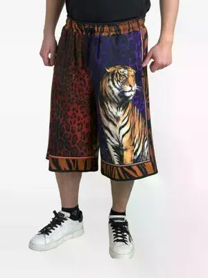 Dolce & Gabbana Tiger & Leopard Print Shorts - Red