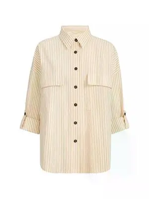 Brunello Cucinelli Striped Techno-cotton Seersucker Shirt With Monili