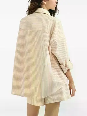 Brunello Cucinelli Striped Techno-cotton Seersucker Shirt With Monili