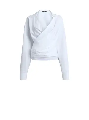 Balmain Draped Cotton Poplin Shirt