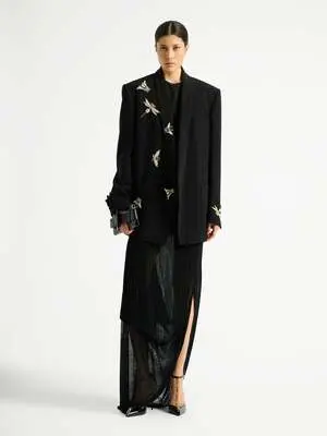Balmain Embroidered Insect Shawl Collar Jacket