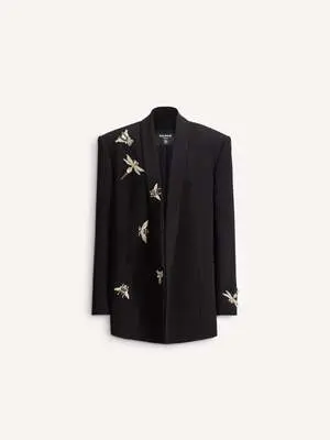 Balmain Embroidered Insect Shawl Collar Jacket