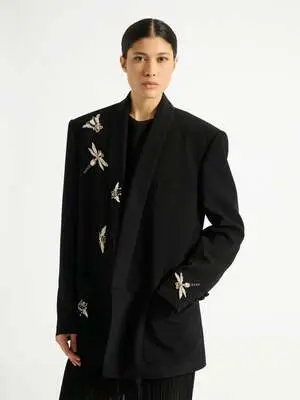 Balmain Embroidered Insect Shawl Collar Jacket