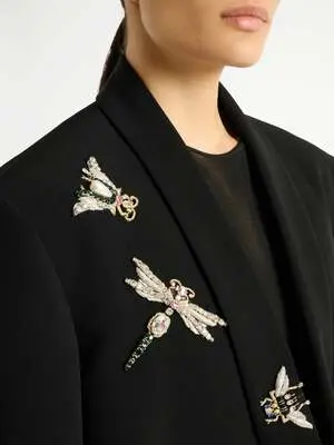Balmain Embroidered Insect Shawl Collar Jacket