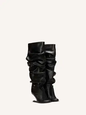 Balmain Thigh-high Textured Leather Boots With Tassel Detail - Black