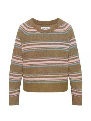 SAMSOE SAMSOE Striped Raglan-sleeve Sweater - Brown