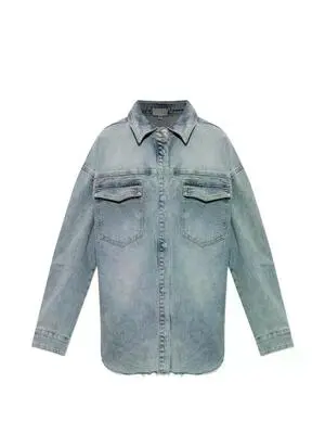 GESTUZ Faded Frayed Hem Shirt - Blue