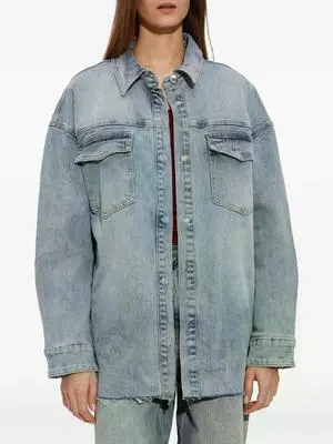 GESTUZ Faded Frayed Hem Shirt
