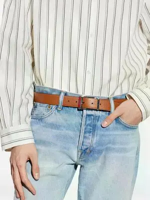 FERRAGAMO Monogram Embossed Reversible Leather Belt