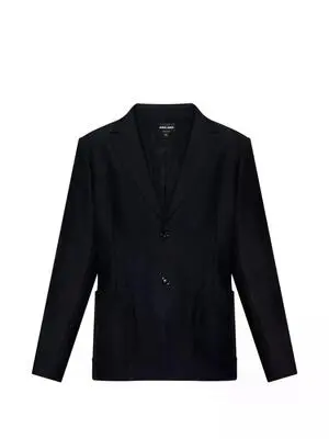 Giorgio Armani Notched-lapel Textured Jacket - Blue