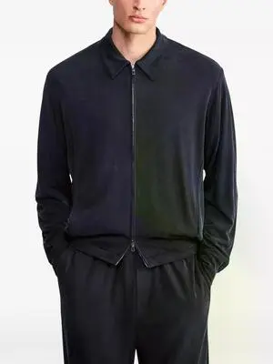 Giorgio Armani Zip-up Collared Jacket - Black