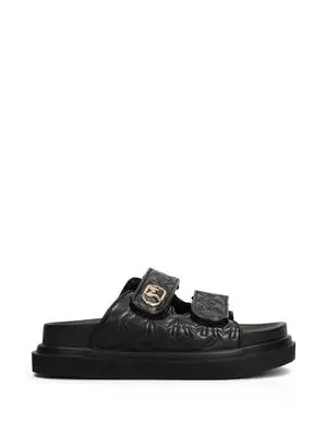 MARC ELLIS Calipso Logo Plaque Touch-strap Sandals - Black
