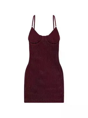 Attico Crochet-knit Cut-out Mini Dress