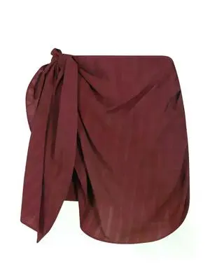 ISABELLE BLANCHE Check-pattern Knot Detail Skirt - Brown