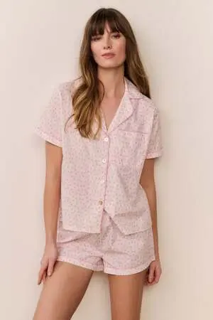 LoveShackFancy Midnight Haze Polo Pj Short Set