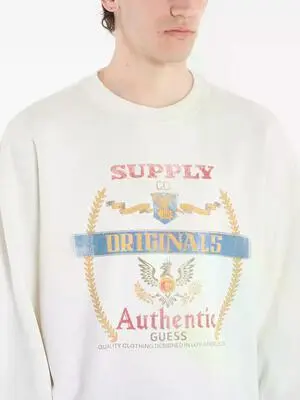 Guess Graphic Print Long Sleeve Sweater - White