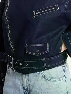 Guess Belted Contrast-stitch Biker Jacket