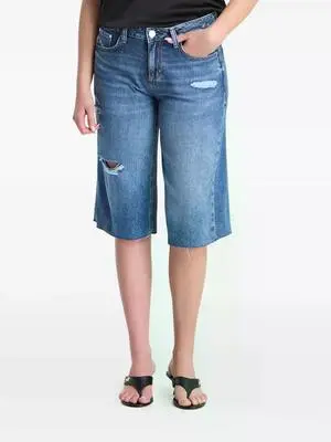 Guess Distressed Raw-cut Hem Denim Shorts - Blue