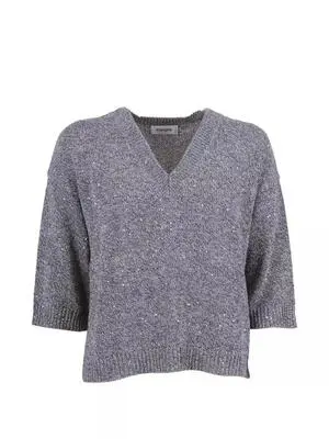 KANGRA Sequin-embellished V-neck Sweater - Grey