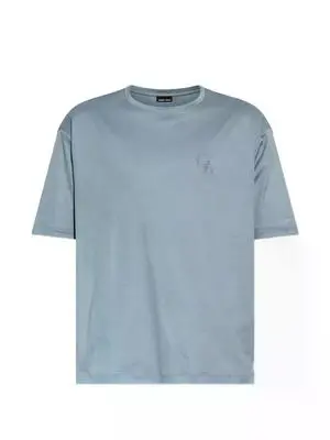 Giorgio Armani Logo-embroidered Cotton T-shirt - Blue