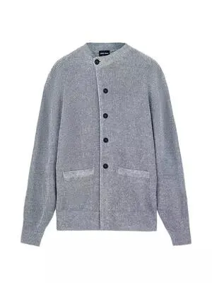 Giorgio Armani Off-centre Ribbed-knit Cardigan - Grey