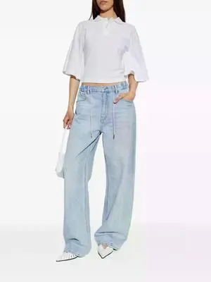 Alexander Wang Logo-embroidered Flared-sleeve Polo Shirt