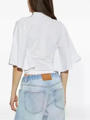 Alexander Wang Logo-embroidered Flared-sleeve Polo Shirt