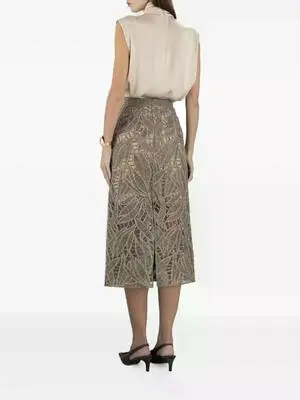 Brunello Cucinelli Opera Embroidered Pencil Midi Skirt