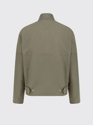 Bottega Veneta Cotton Jacket With Woven Leather Collar - Grey